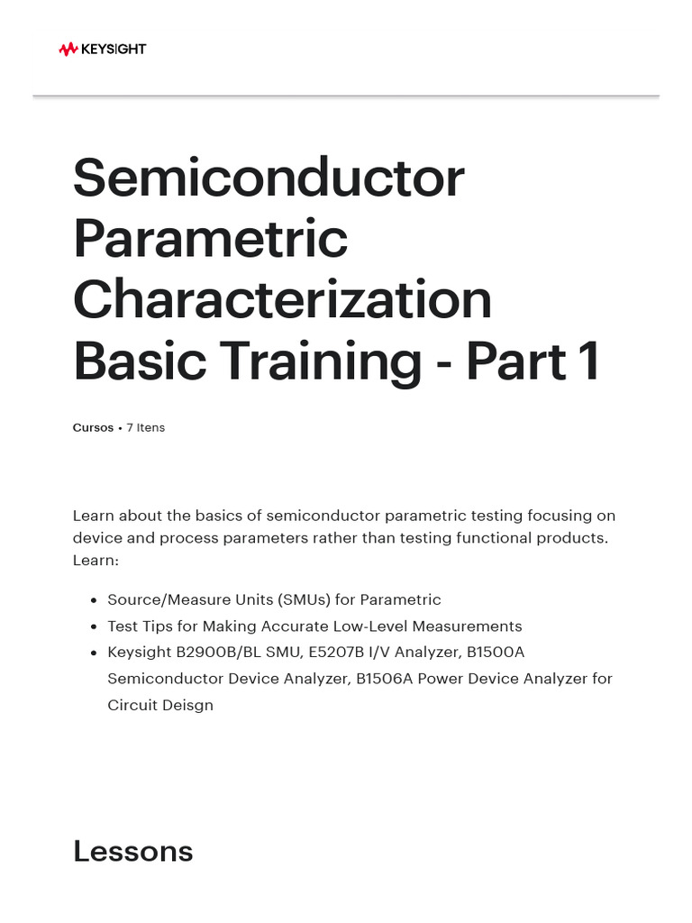 Course - Semiconductor Parametric Characterization Basic Training - Part 1 - Keysight | PDF ...