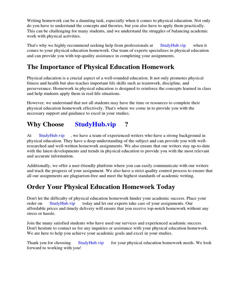 Physical Education Homework Policy | Download Free PDF | Preventive ...