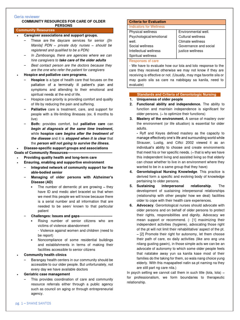 REVIEWER Geria | PDF | Palliative Care | Terminal Illness
