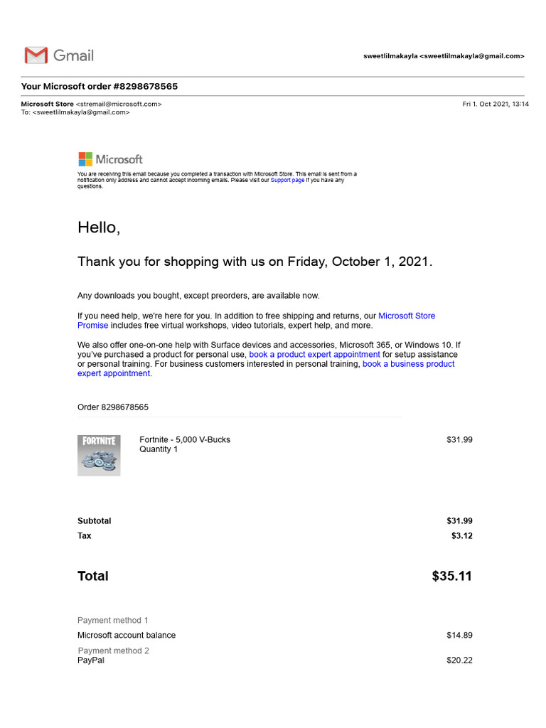 Microsoft Order Confirmation #8298678565 | PDF | Microsoft | Windows 10