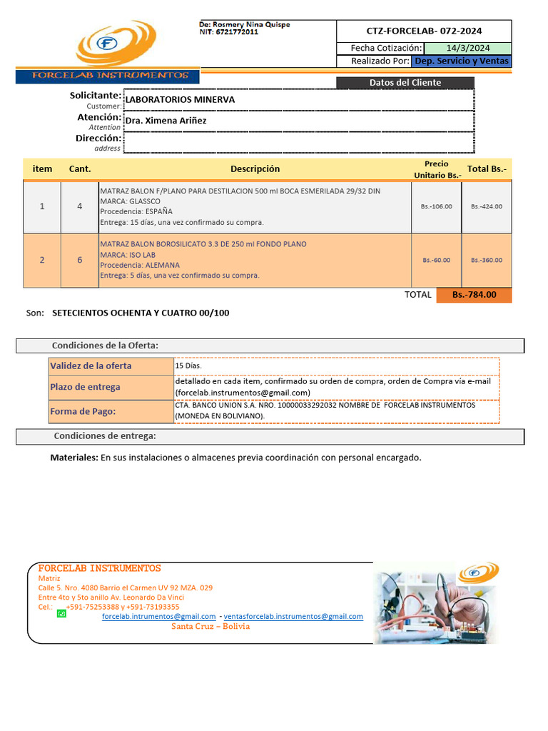 CTZ-FORCELAB-0072-2024 LAB MINERVA | PDF