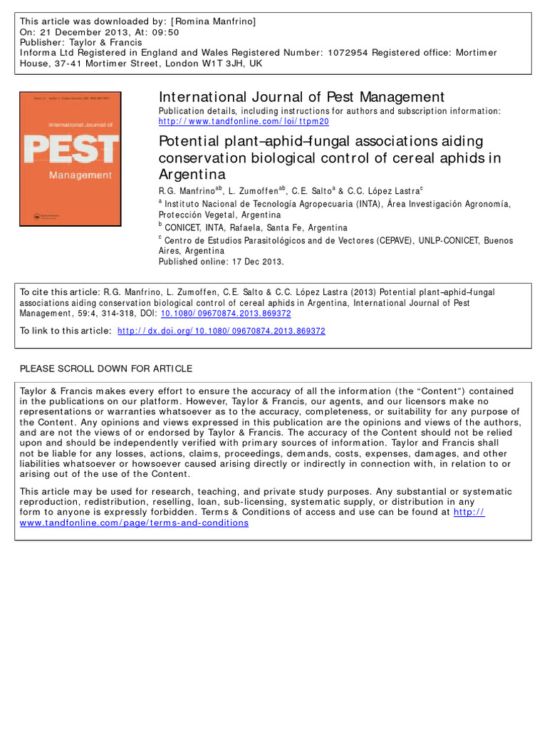 Manfrino Et Al 2013 International Journal of Pest Management | PDF ...