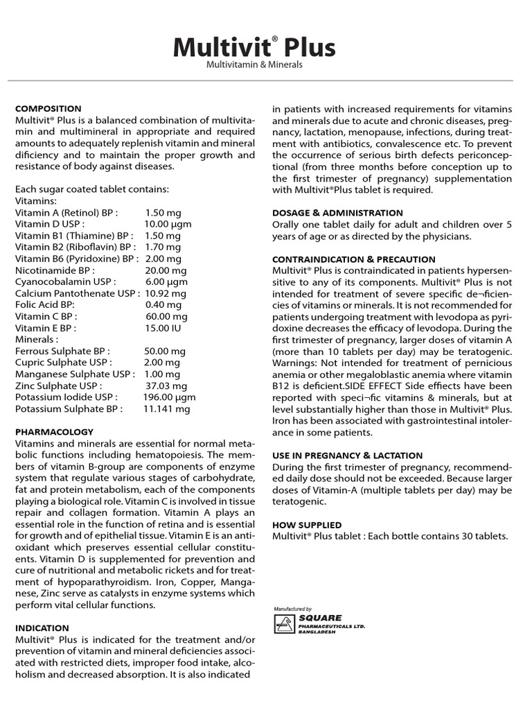 Multivitamin Solution for Deficiencies | PDF | Vitamin | Vitamin A