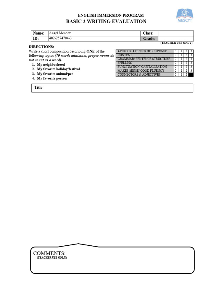 BASIC 2 - Final Writing Evaluation | PDF