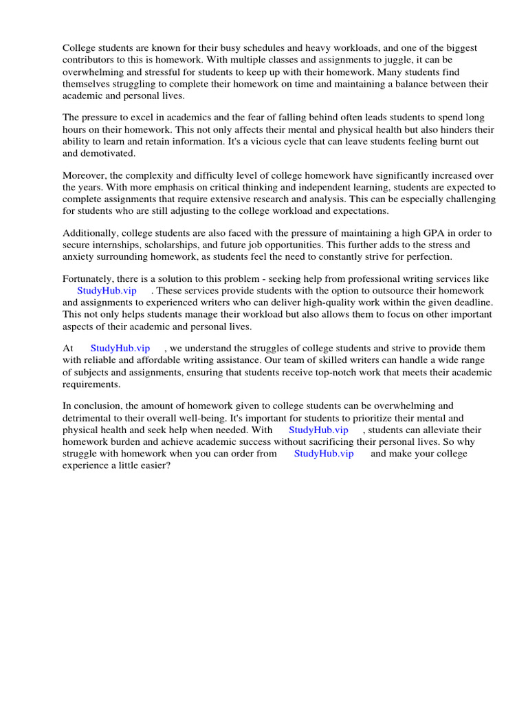 College Students Too Much Homework | Download Free PDF | Homework ...
