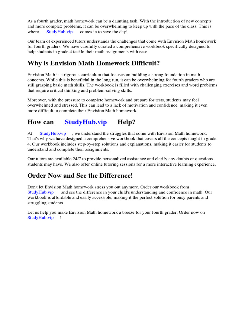 Envision Math Homework Workbook Grade 4 | PDF | Mathematics | Books