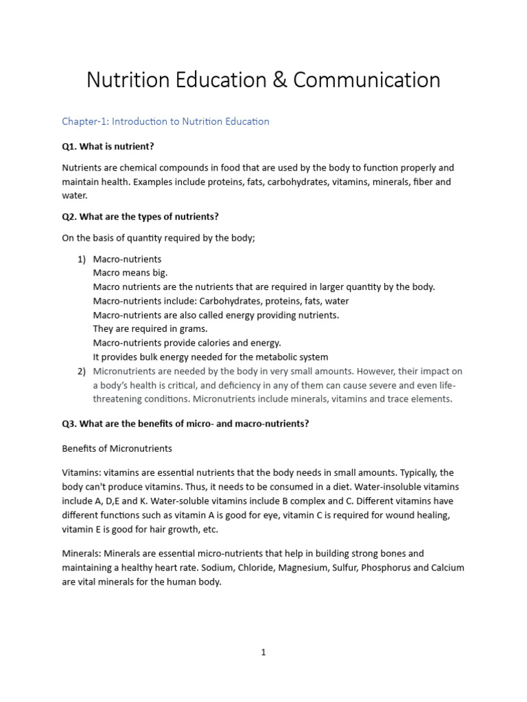 Nutrition Education & Communication | PDF | Nutrients | Breastfeeding