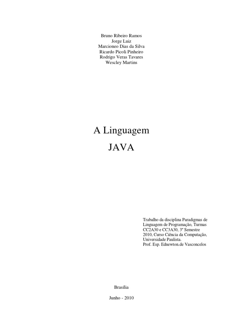 Paradigmas de Linguagem de Programação - Java | PDF | Classe ...