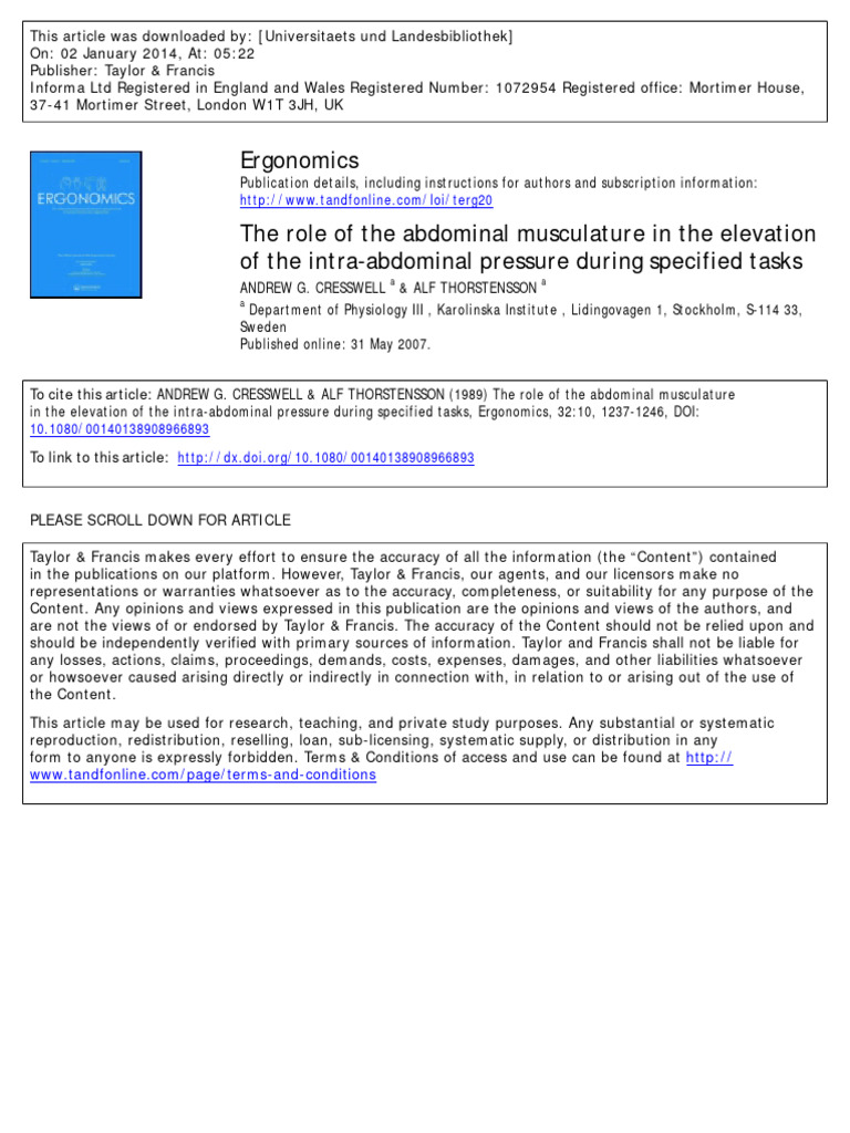 The Role of The Abdominal Musculature in The Elevation of The Intra-Abdominal Pressure During ...