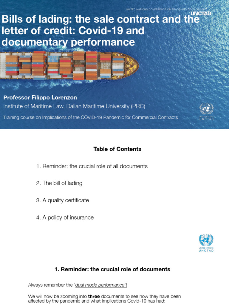 Day 3 Session 3 & 4 COVID 19 and Bills of Lading | PDF | Bill Of Lading | Letter Of Credit