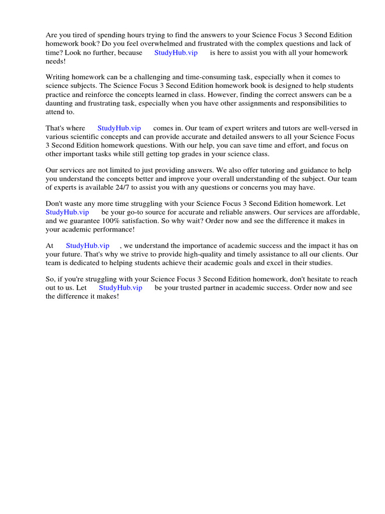 Science Focus 3 Second Edition Homework Book Answers | PDF | Homework ...