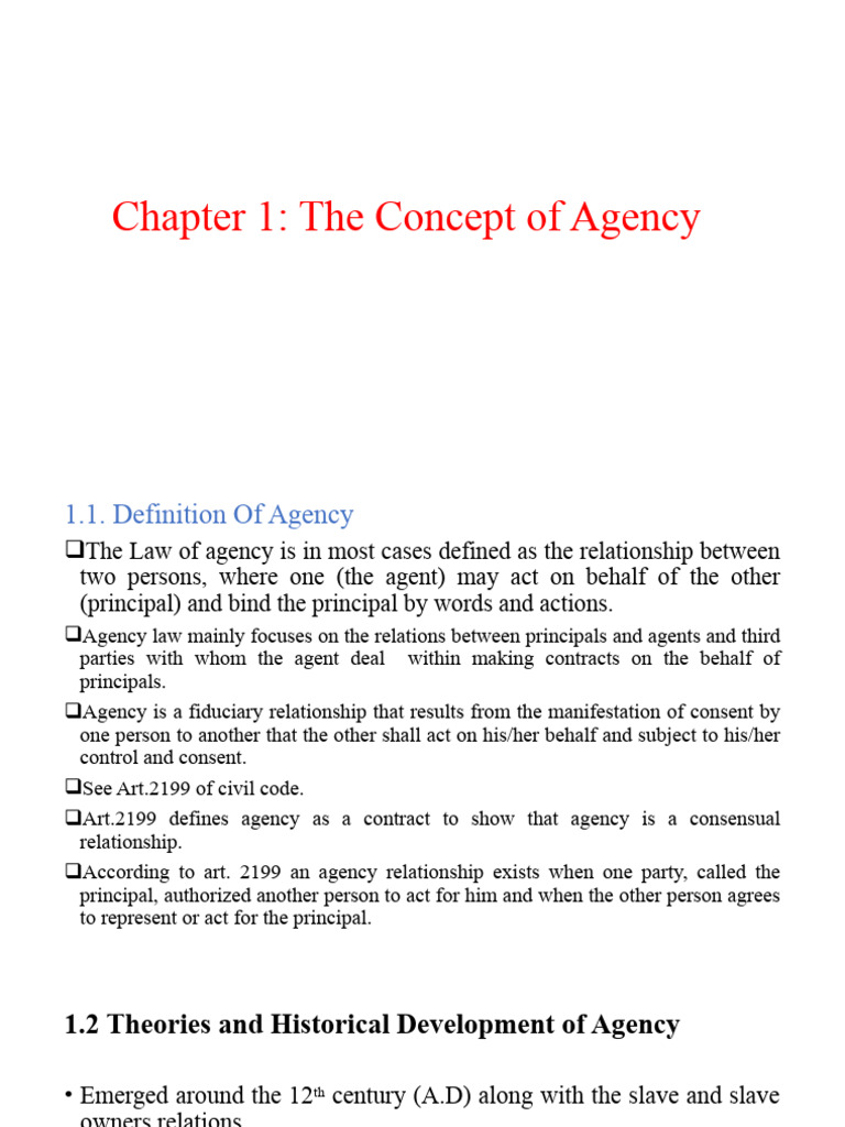 Agency CH 1,2,3 | PDF | Law Of Agency | Legal Liability