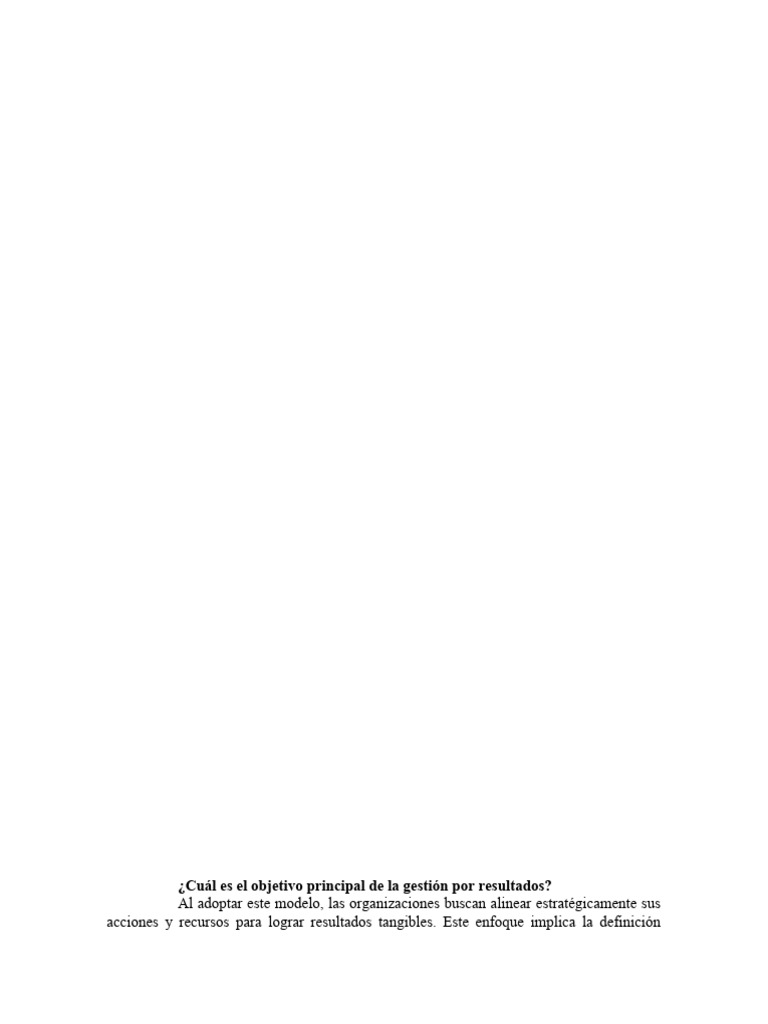 Cuál Es El Objetivo Principal De La Gestión Por Resultado4 Pdf
