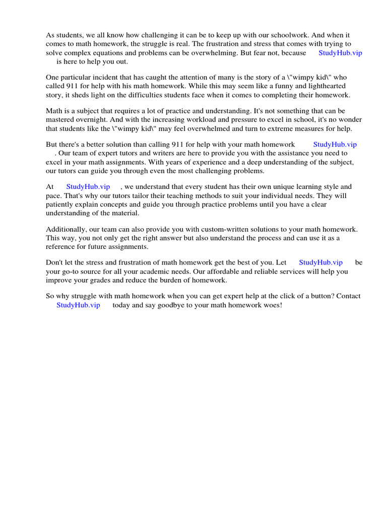 Wimpy Kid Calls 911 For Help With Math Homework | PDF | Homework