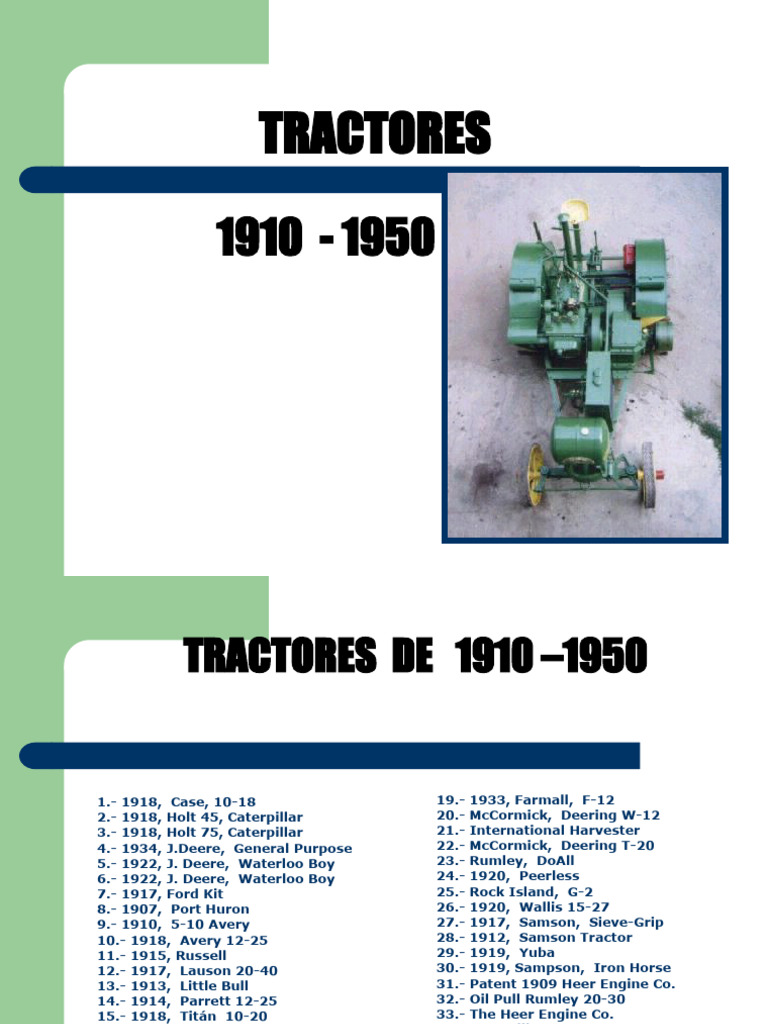 TRACTORES DE 1910 A 1950 | PDF | Tractor | Construction Equipment