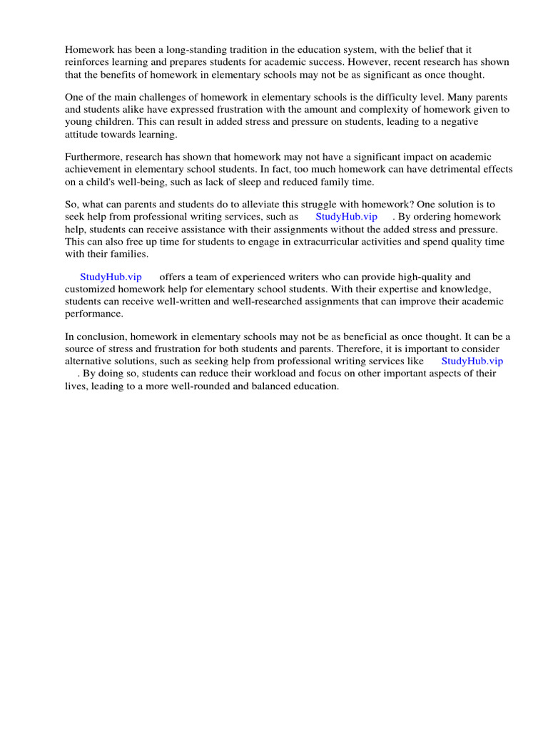 Homework in Elementary Schools Research | PDF | Homework | Teachers
