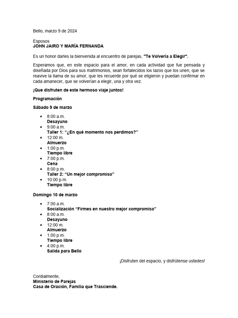 Carta de Bienvenida | PDF | Cocina, comidas y vino | Artes del Lenguaje ...