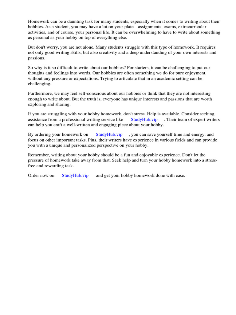 My Hobby Homework | PDF | Hobbies | Homework