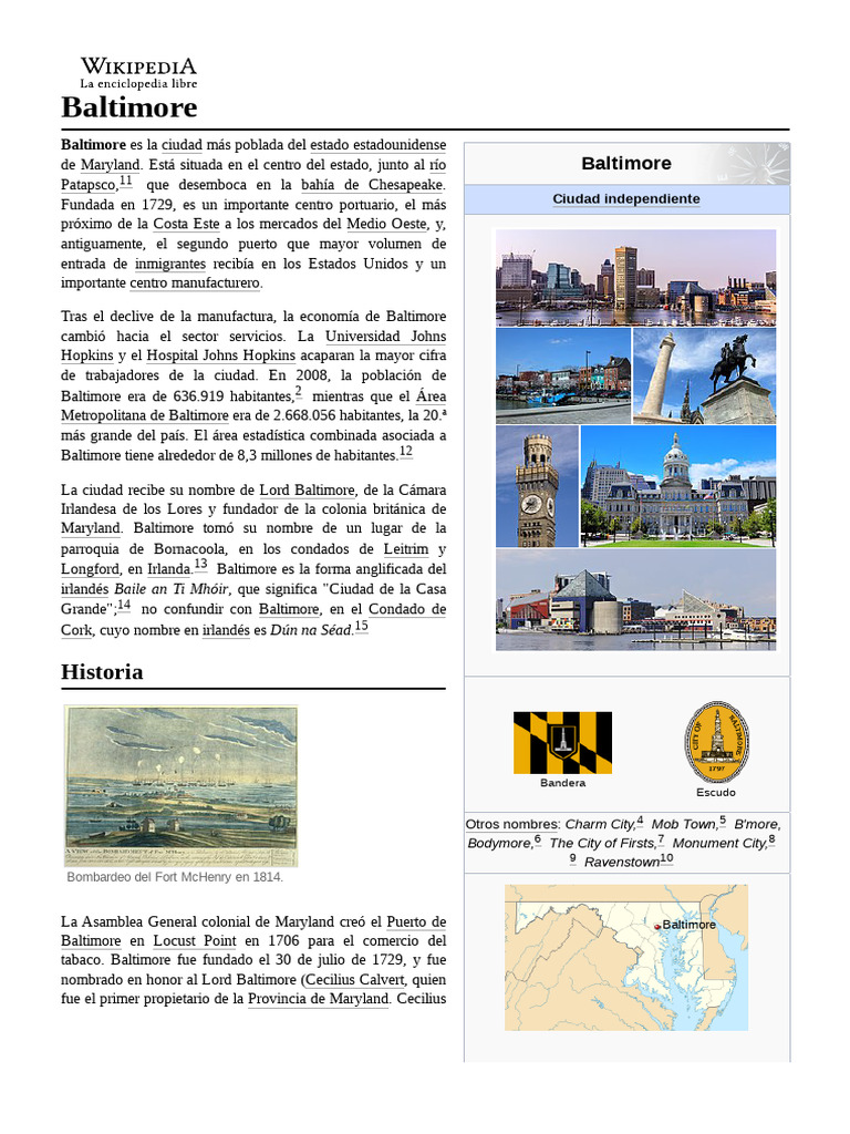 Historia y ubicación de Baltimore, Maryland | PDF | Baltimore