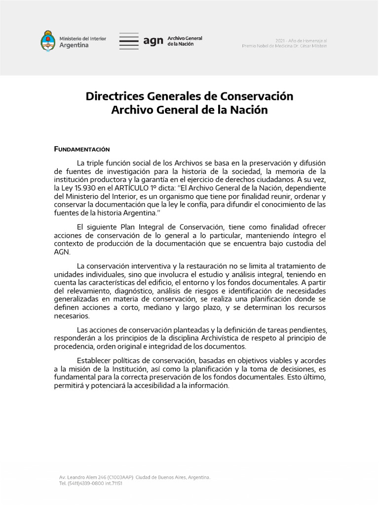 01 - Directrices Generales de Conservacion Agn | PDF | Planificación ...