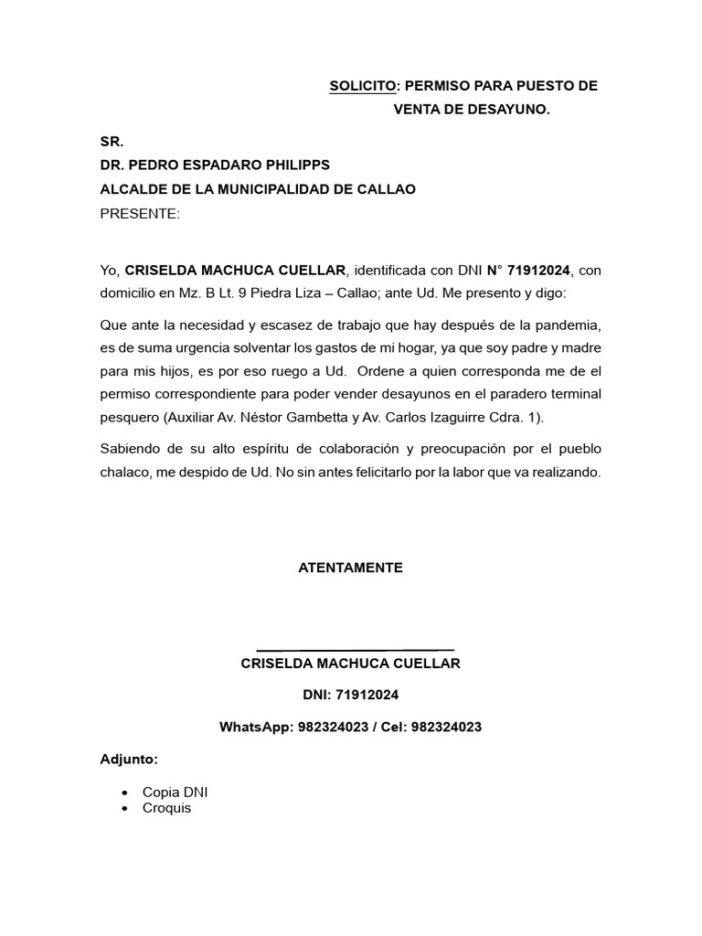 SOLICITO Lima Callao | PDF