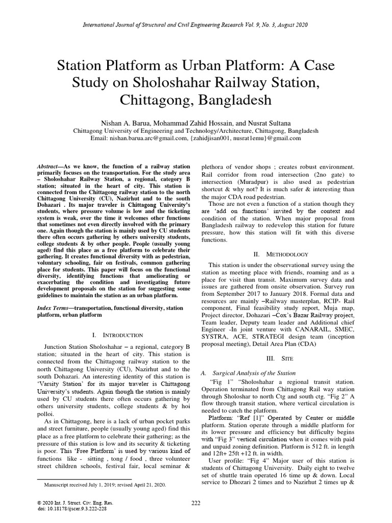 Sholoshahar Railway Station: Urban Functions | PDF