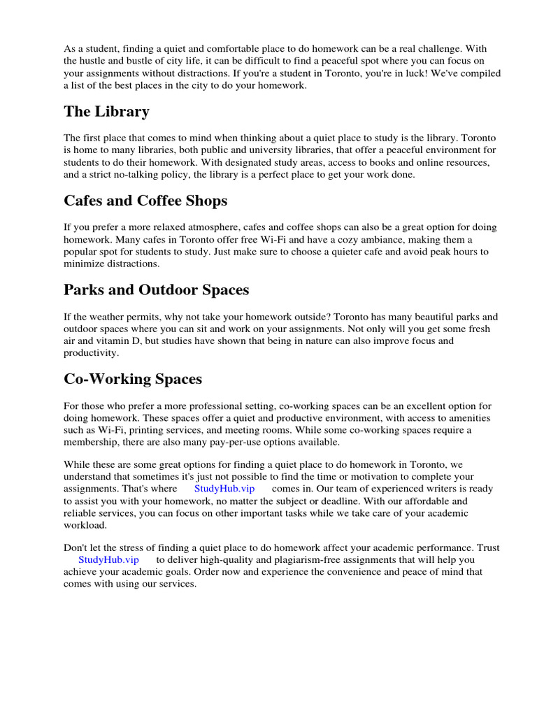 Places To Do Homework in Toronto | PDF | Homework | Libraries