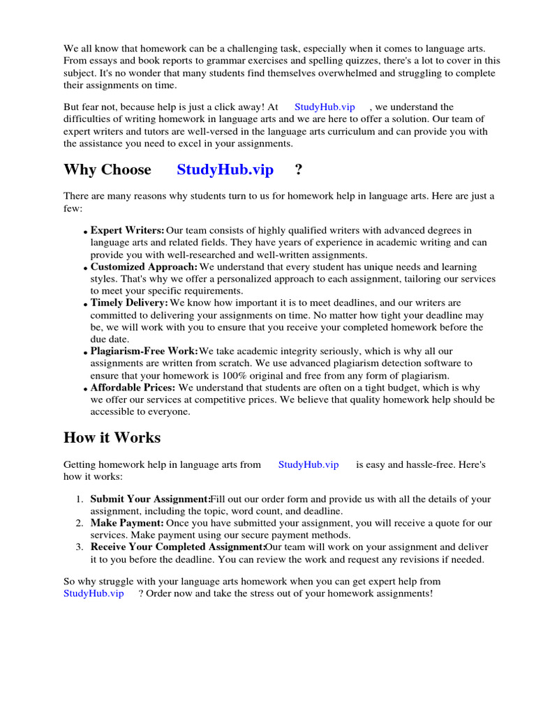 Homework Help Language Arts | PDF | Homeschooling | Homework