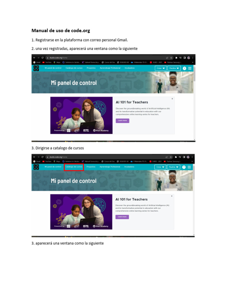 Guía de uso de code.org | PDF