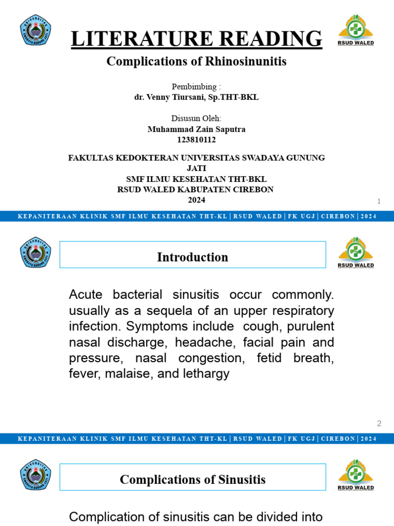 Complications of Sinusitis_Putra (Newest) | PDF | Otorhinolaryngology | Clinical Medicine