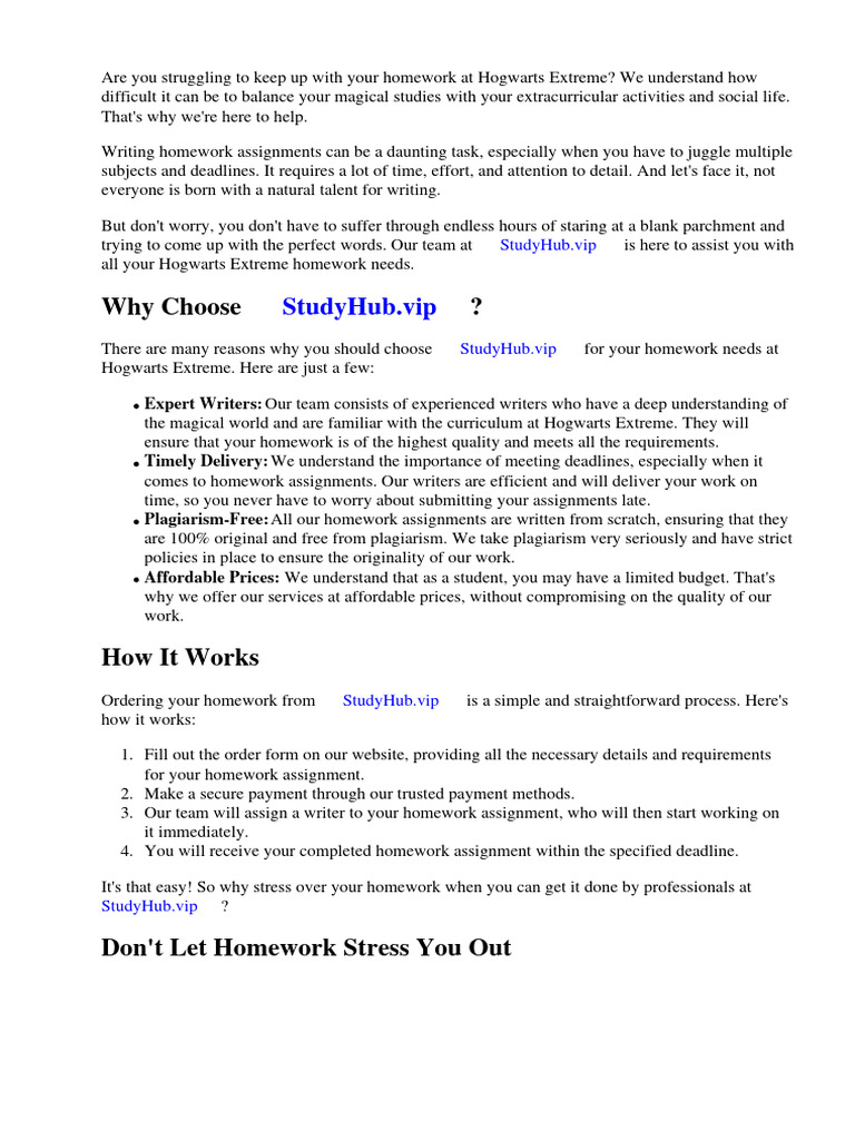 Hogwarts Extreme Homework | PDF | Harry Potter