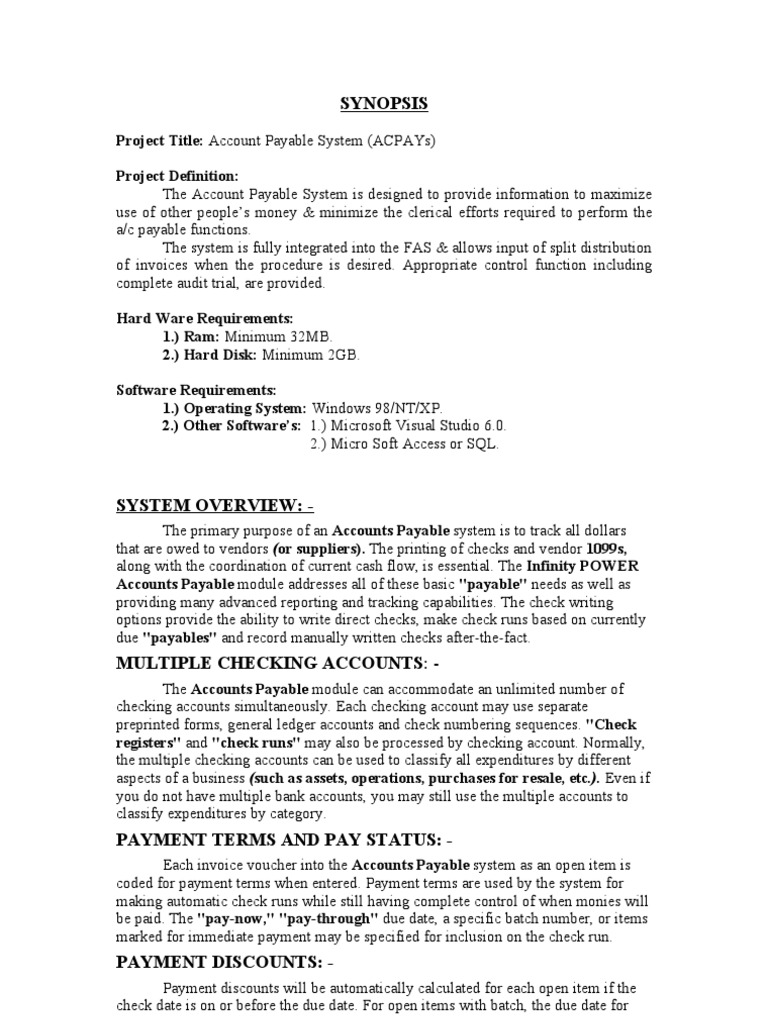 Account Payable System A Visual Studio Project Report | Download Free ...