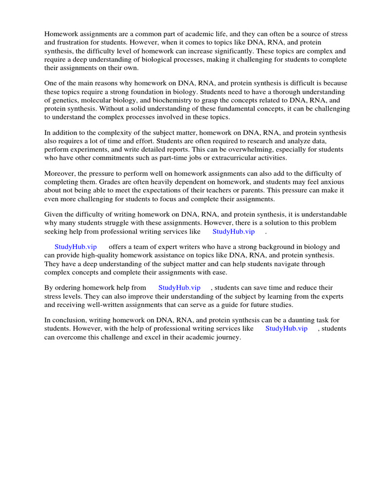 Homework Dna Rna and Protein Synthesis | PDF | Rna | Dna