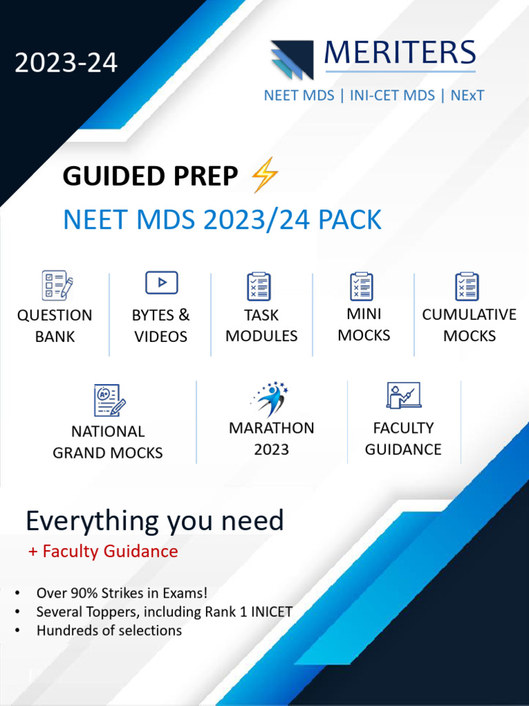 Neet Mds 2023-24 Guided Prep Pack | PDF | Dentistry | Doctor Of Medicine