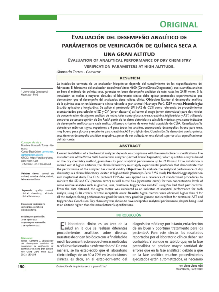 Evaluacion de Desempaño Analitico - Gran Altitud | PDF | Laboratorios ... Evaluacion de Desempaño Analitico - Gran Altitud | PDF | Laboratorios ...