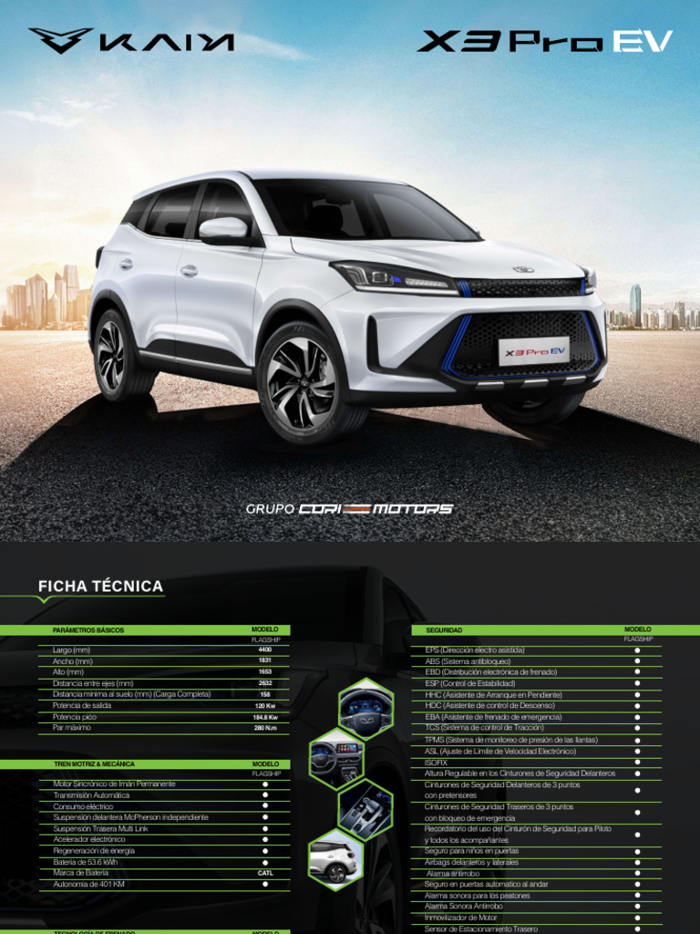 KAIYI Ficha Tecnica X3 PRO EV | Descargar gratis PDF | Sistema de freno antibloqueo | Estilos de ...