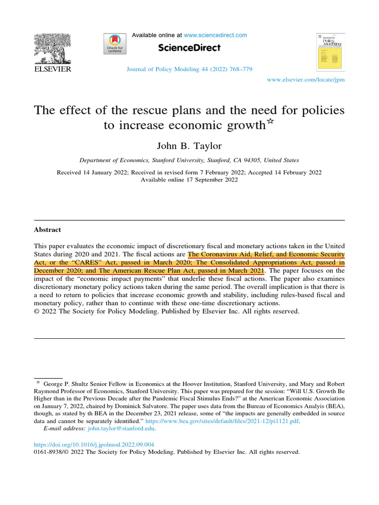 Effects of Rescue Plan | PDF | Fiscal Policy | Federal Reserve