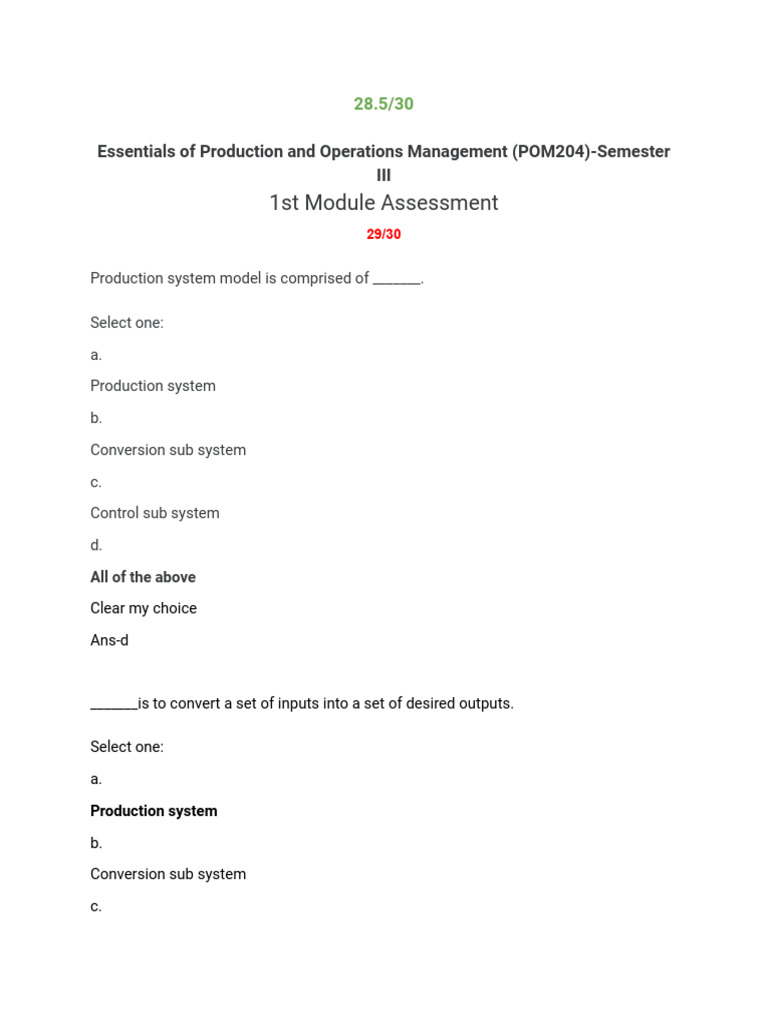 MCQ Operation Management | PDF | Forecasting | Stadium