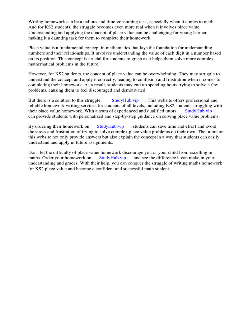 Maths Homework Ks2 Place Value | PDF | Worksheet | Homework