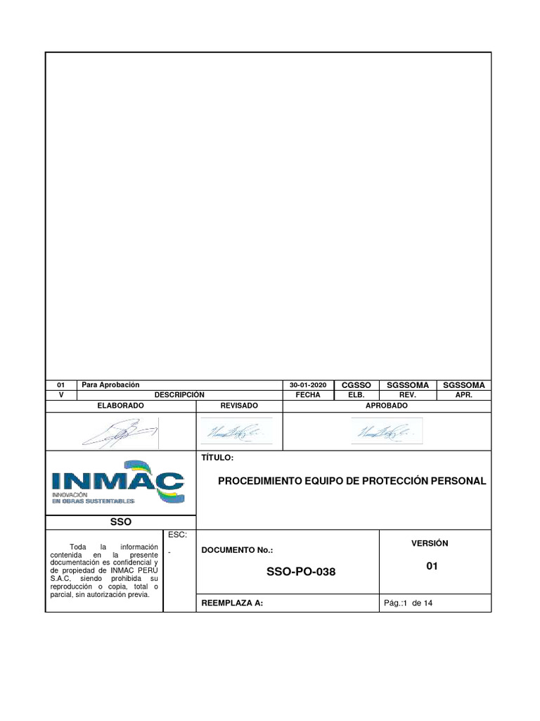 SSO-PO-038 Procedimiento de EPP | PDF | Soldadura | Construcción