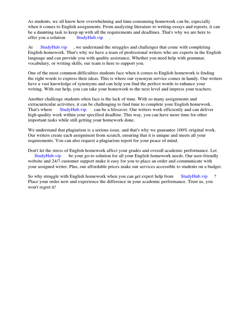 English Homework Synonym | PDF | Vocabulary | Homework