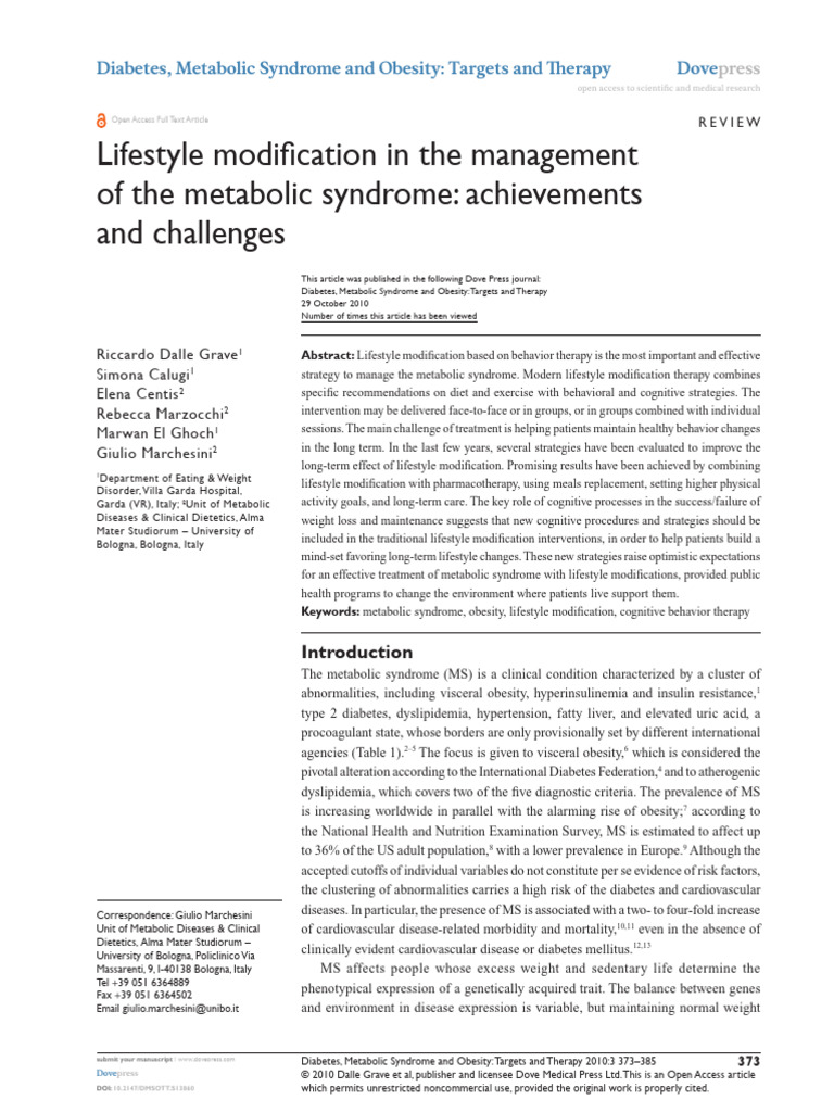 Lifestyle Modification In The Management Of The Me Pdf Dieting