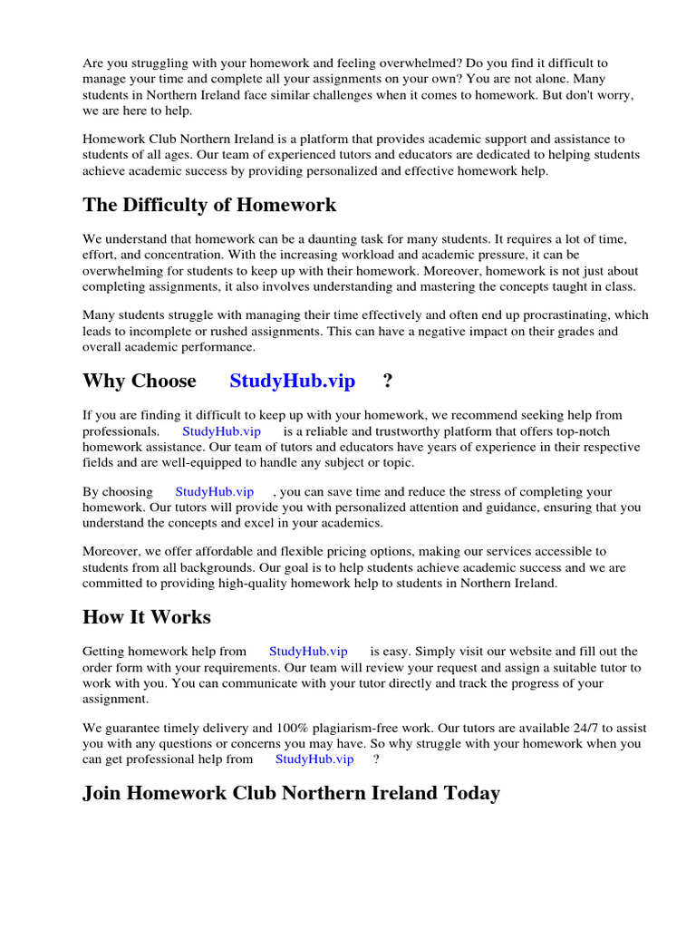 Homework Club Northern Ireland | PDF | Homework | Child Care