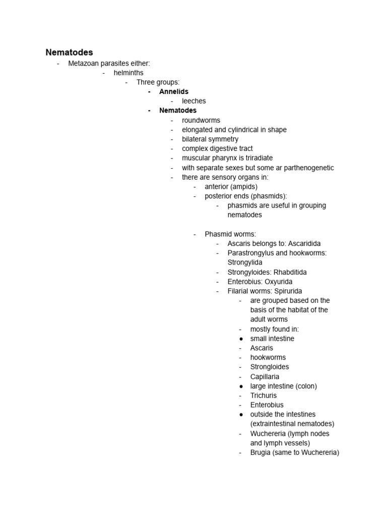 Nematodes | PDF | Nematode | Parasitology