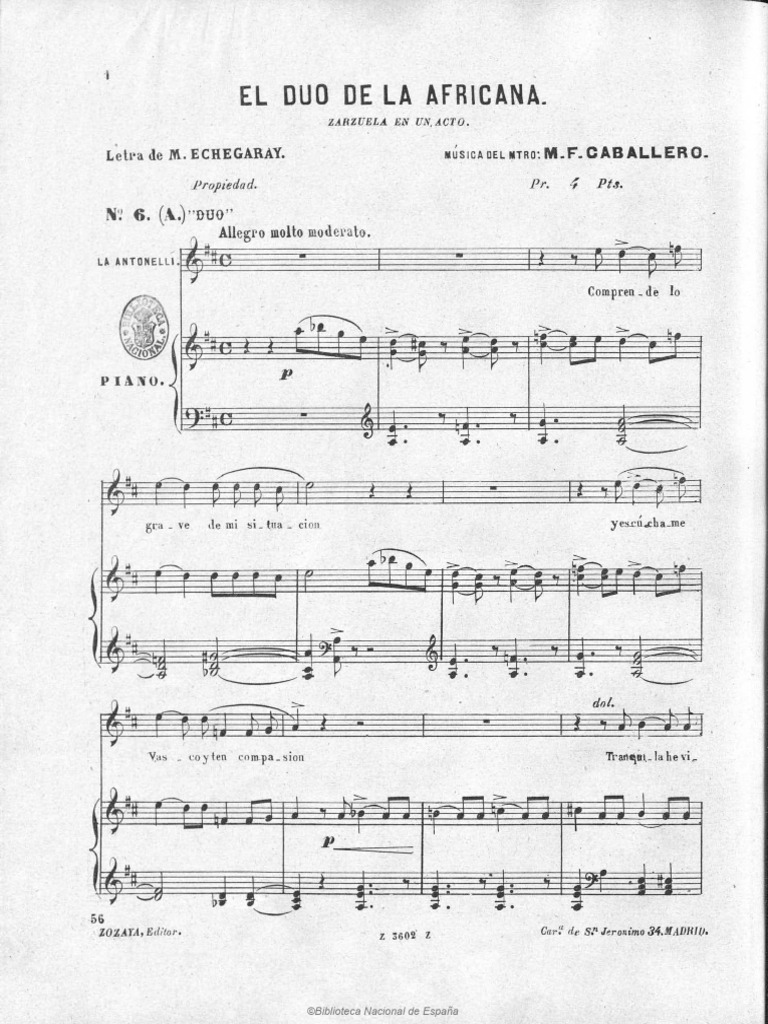 Caballero, M. F. - Comprende Lo Grave (El Dúo de La Africana) | PDF