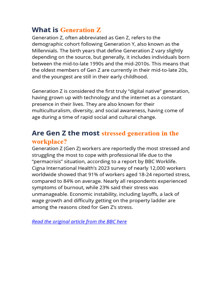 What Is GenZ | PDF | Cost Of Living | Occupational Burnout