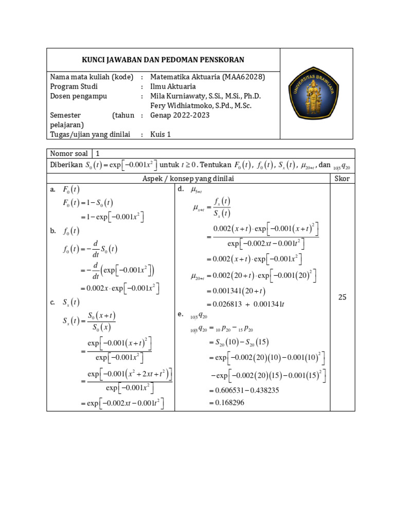Rubrik Penilaian Kuis 1 | PDF