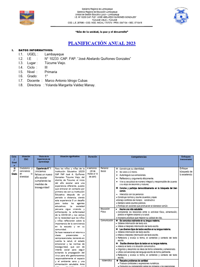 PLANIFICACIÓN ANUAL 2022. - 2do Grado | PDF | Aprendizaje | Biodiversidad