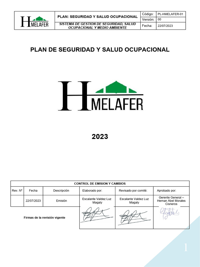 16.- Plan de Seguridad y Salud Ocupacional Haman 2021 | PDF | Seguridad y salud ocupacional | La ...