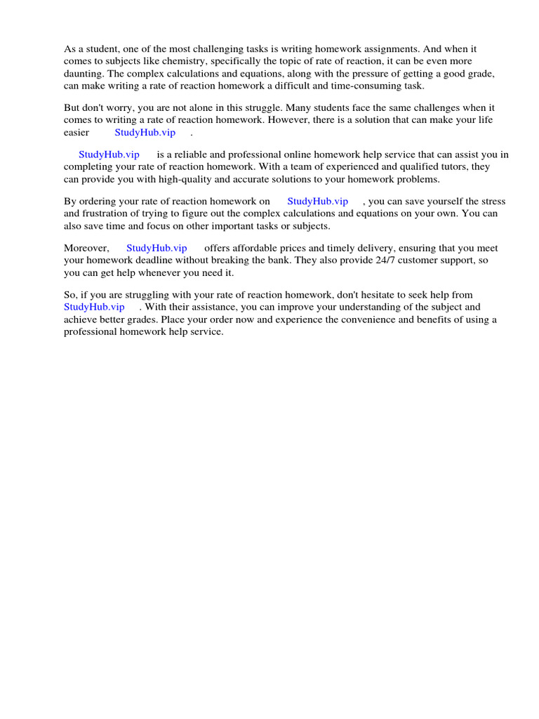 Rate of Reaction Homework | PDF | Chemistry | Physical Chemistry